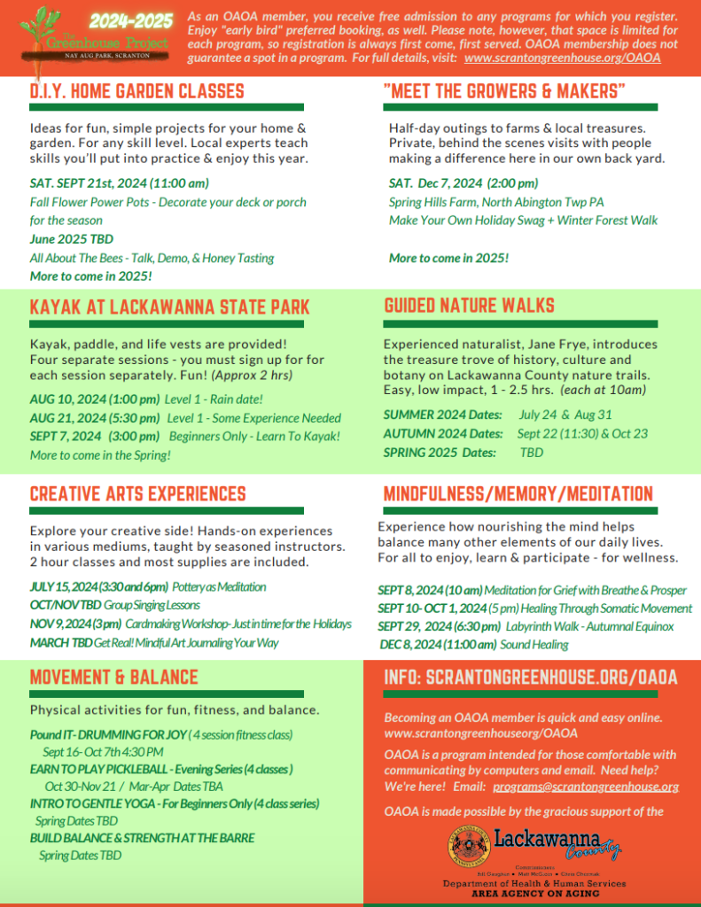 OAOA - Programs for Older Adults - The Greenhouse Project